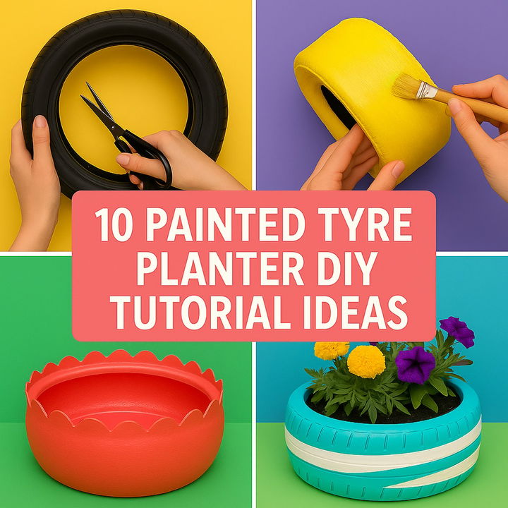 10 Painted Tyre Planter DIY Tutorial Ideas - Susie Harris